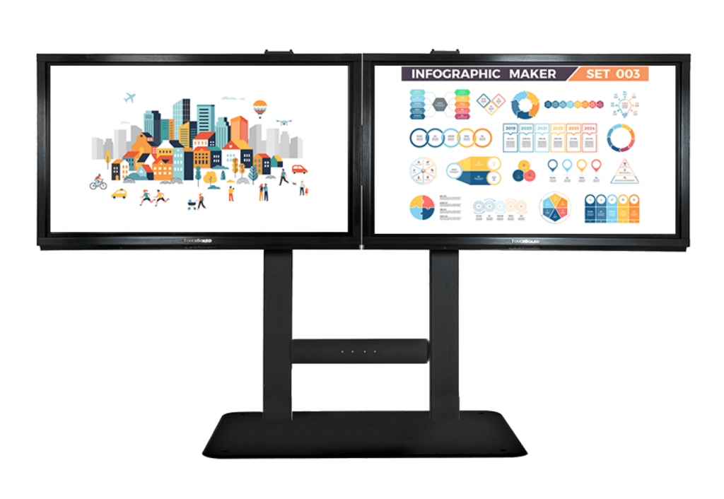 Free Standing Fixed Height Dual Screen System - Empowered Learning